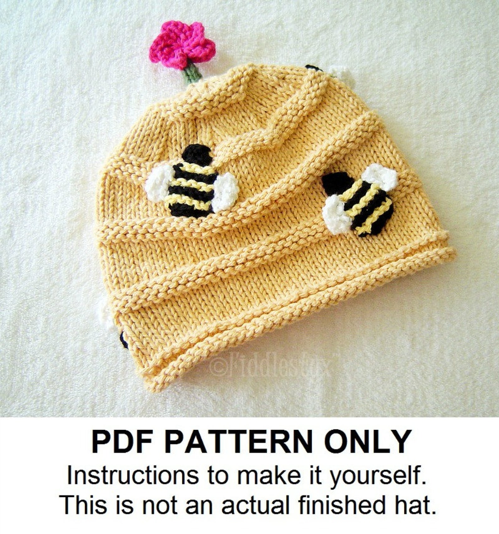 Hat Knitting Pattern - Beehive Hat Pattern - the BUZZ Hat (newborn ...