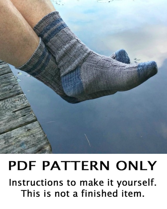 Mens Toe Up Sock Knitting Pattern Toe Up Socks