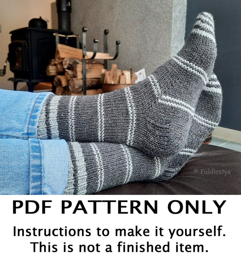 Striped Socks Knitting Pattern: Worsted Weight Yarn (PDF Pattern) - Etsy