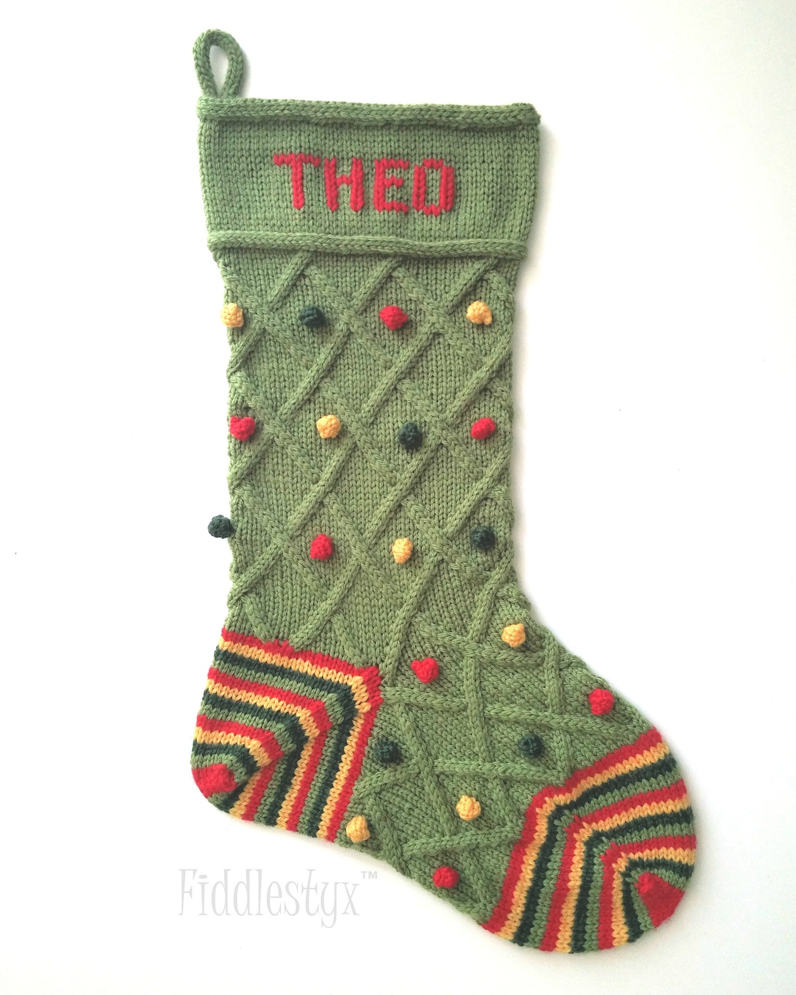 Christmas Stocking Knitting Pattern: Diamond Bobble Design (PDF Pattern ...