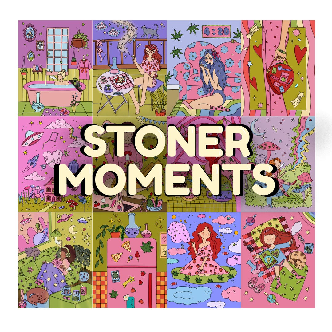 Stoner Moments Coloring Book, 420 Stoner Adult Coloring Pages, Hand ...