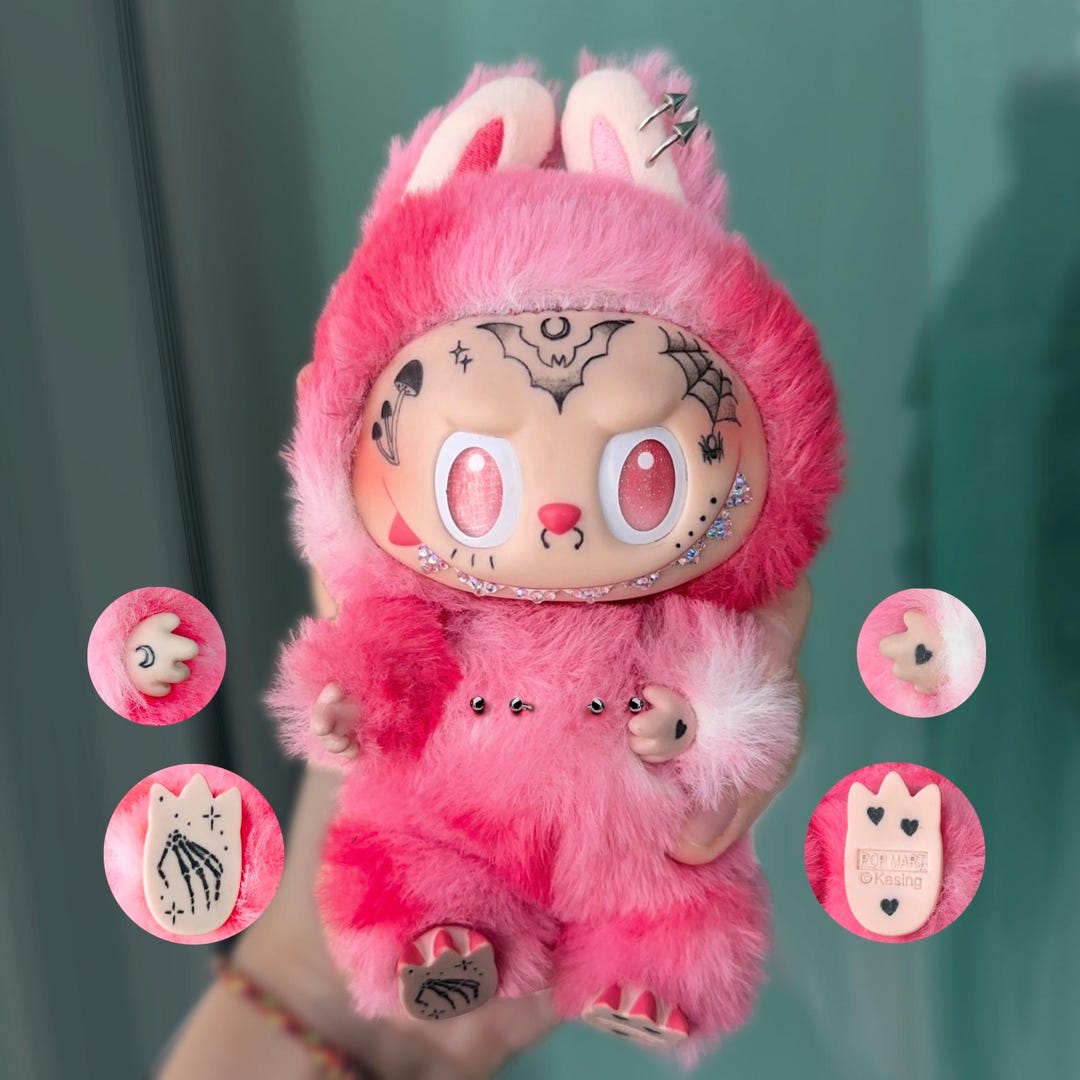 Op maat gemaakte getatoeëerde labubu, authentieke pop-martlabubu met ...