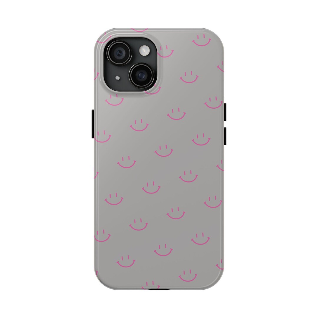 Phone Case Pink Smiley Pattern Protective iPhone 17-15 Covers - Etsy