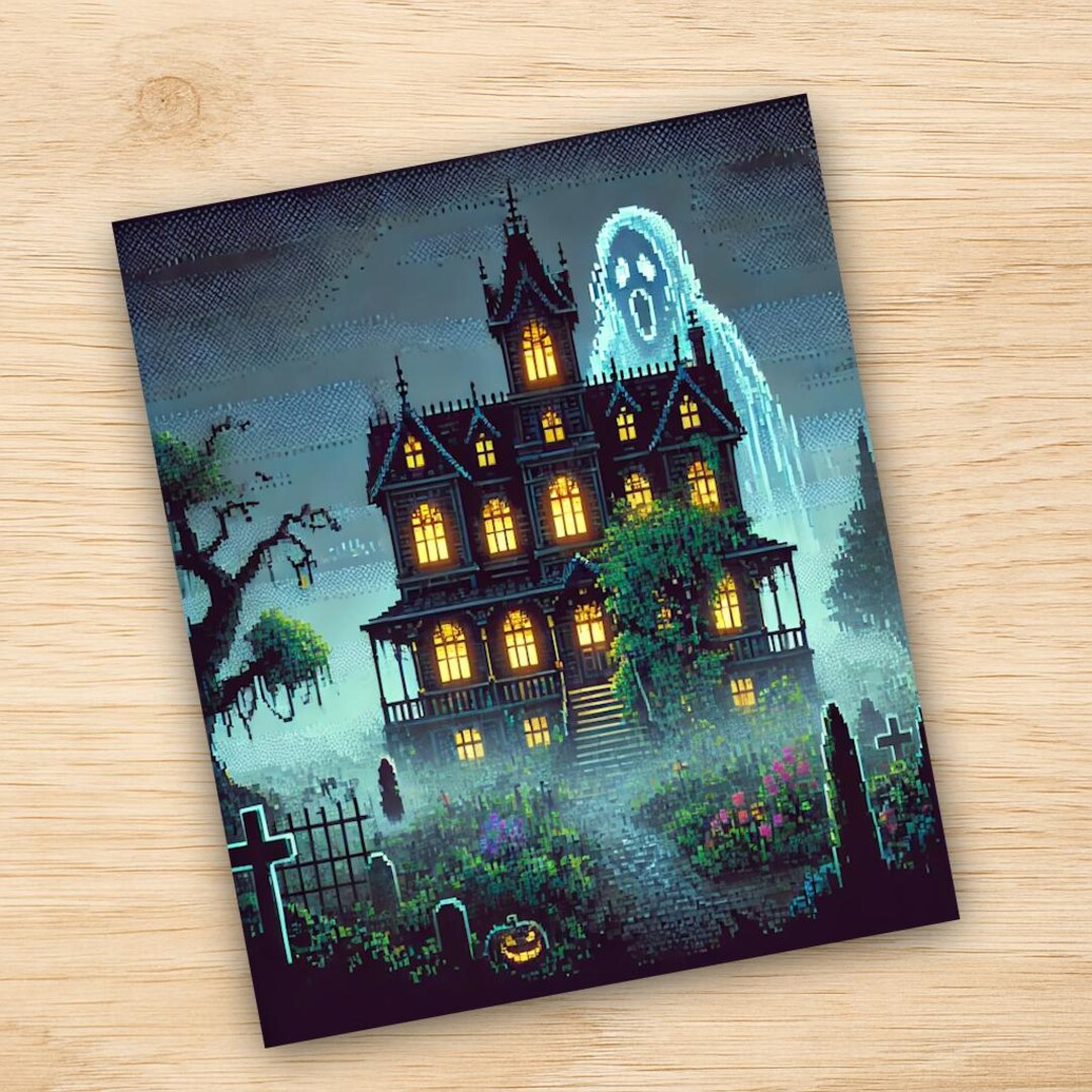 Haunted House Pixel Wall Print – Enchanted Forest Poster, 8.5x11" Wall ...