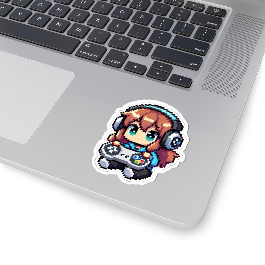 Cute Pixel Gamer Girl Sticker | Chibi Gaming Vinyl Decal | 8-bit ...