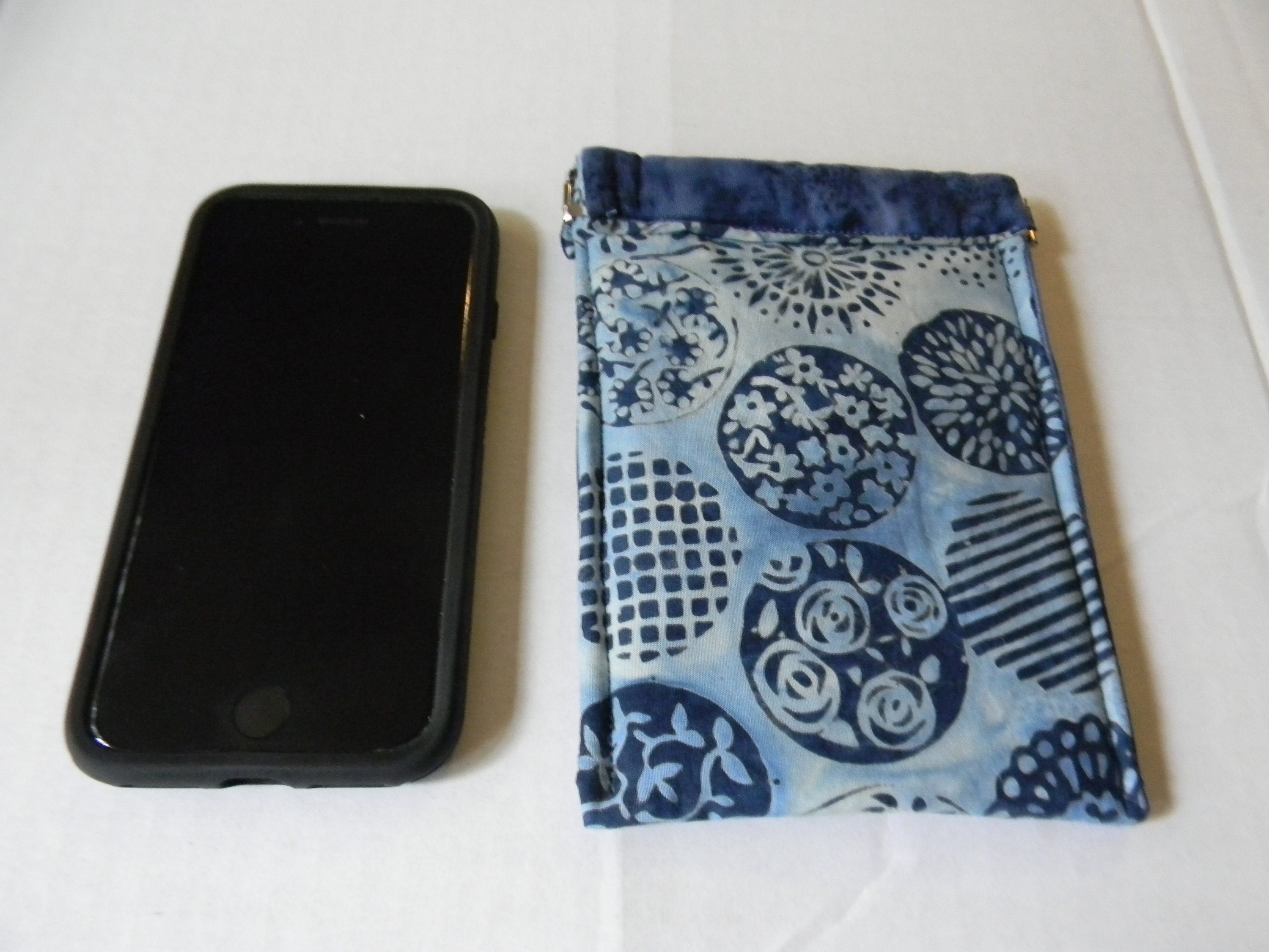 Blue Block Print Batik Squeeze Frame Pouch - Etsy