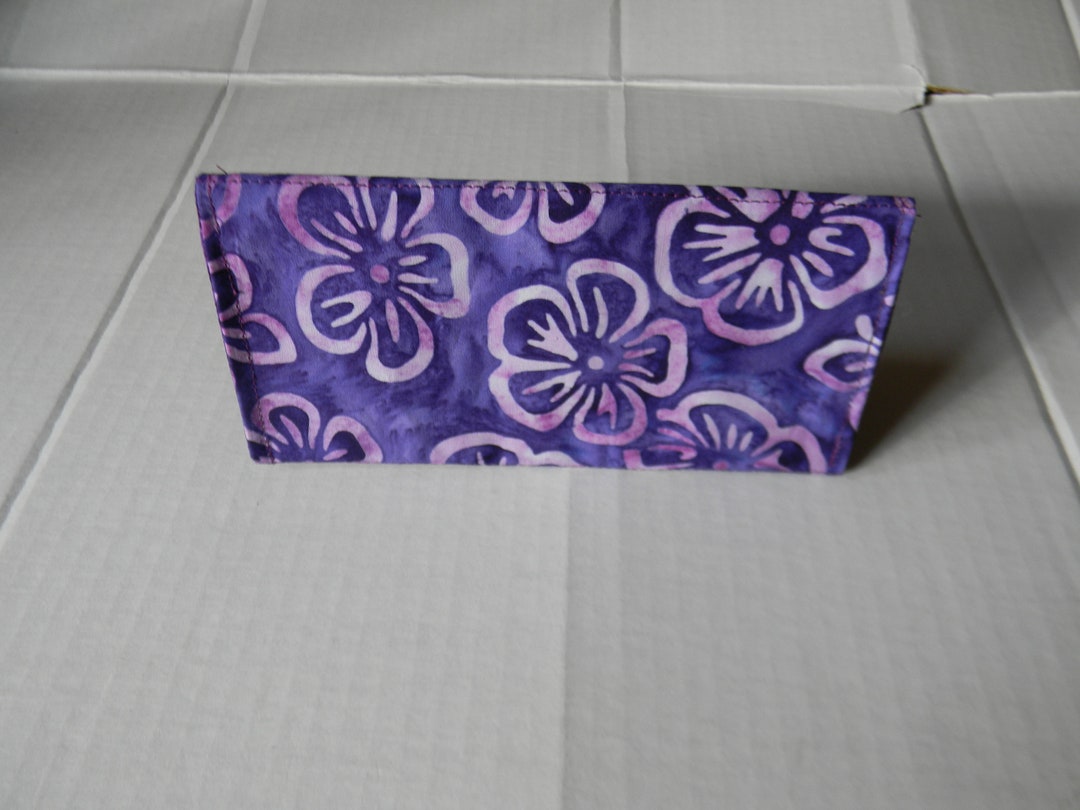 Purple Floral Batik Checkbook Cover - Etsy