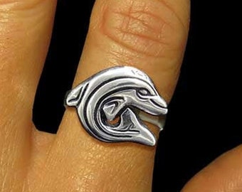 Cute Vintage Dolphin Sterling Silver Wrap Ring - Etsy