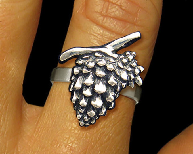 Pine Cone Ring-sterling Silver Pine Cone Ring-botanical Jewelry ...