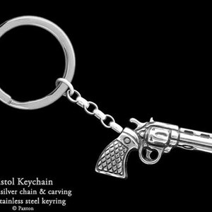 Pistol Revolver Keychain / Keyring Sterling Silver Zombie Gun Key Chain ...