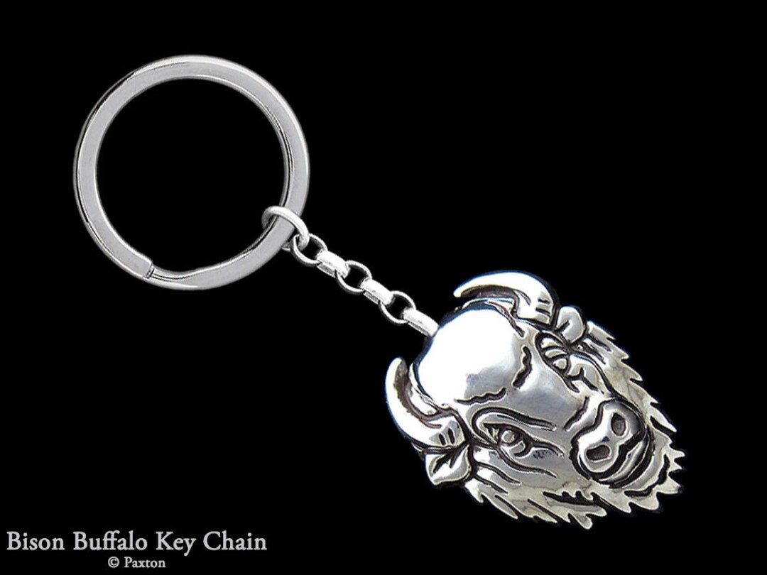 Buffalo Bison Head Keychain / Keyring Sterling Silver - Etsy