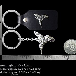 Hummingbird Keychain / Keyring Sterling Silver Humming Bird on Genuine ...