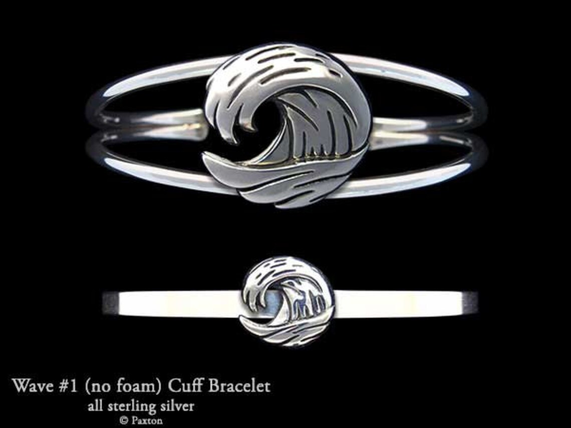 Ocean Wave Bracelet Sterling Silver Wave Cuff Bracelet Handmade - Etsy