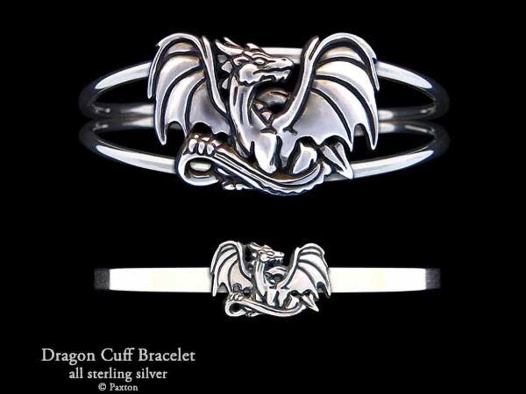 Dragon Bracelet Sterling Silver Dragon Cuff Bracelet Handmade - Etsy
