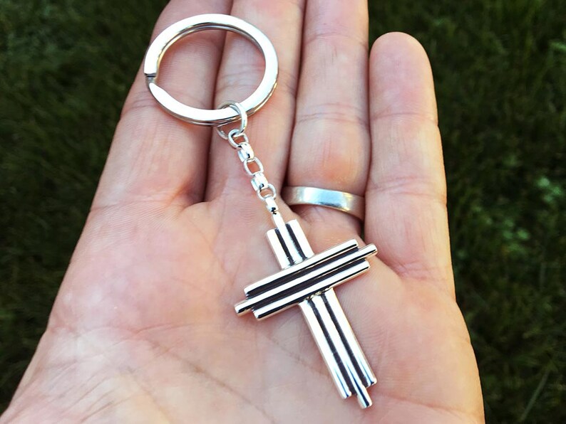 Cross Keychain / Keyring All Sterling Silver or Cross on - Etsy