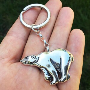 Polar Bear Keychain / Keyring All Sterling Silver or Polar Bear on ...