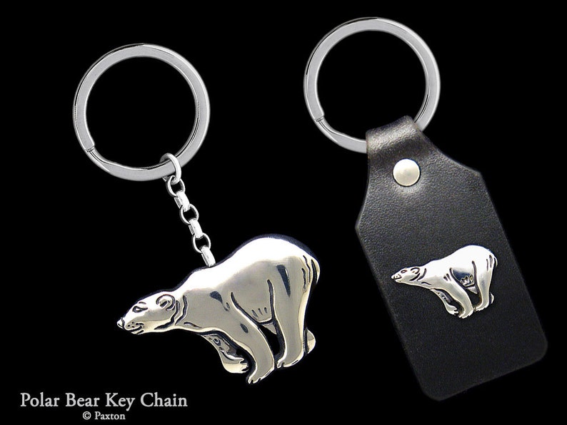 Polar Bear Keychain / Keyring All Sterling Silver or Polar Bear on ...