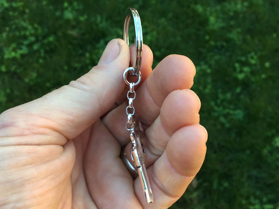 Pistol Revolver Keychain / Keyring Sterling Silver Zombie Gun - Etsy