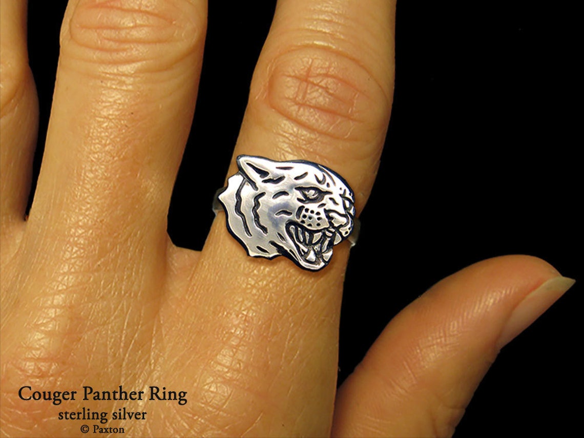 Cougar Head Ring Sterling Silver Puma Ring Mountain Lion Ring - Etsy