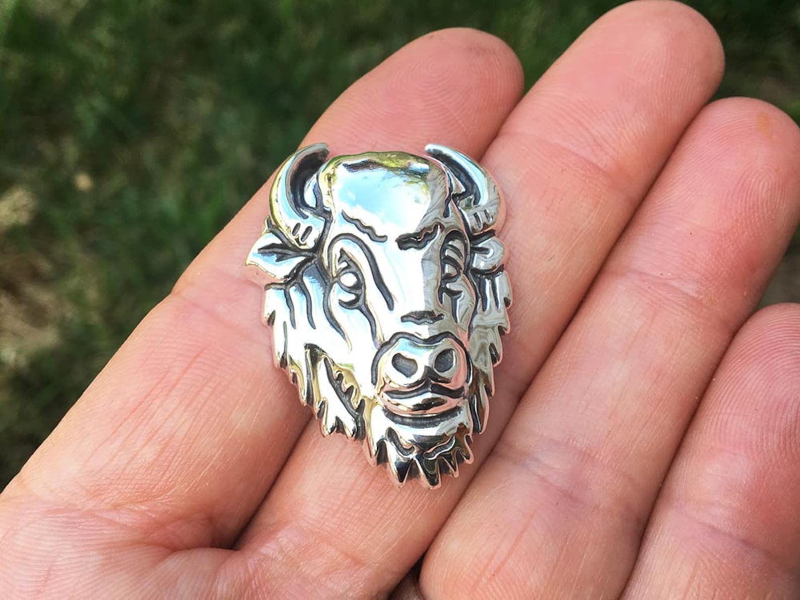Bison Buffalo Brooch Pin Sterling Silver - Etsy