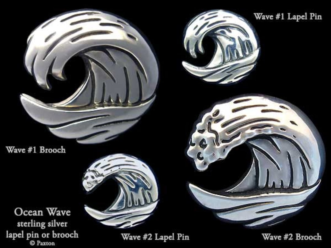 Ocean Wave Lapel Pin or Ocean Wave Brooch Sterling Silver - Etsy