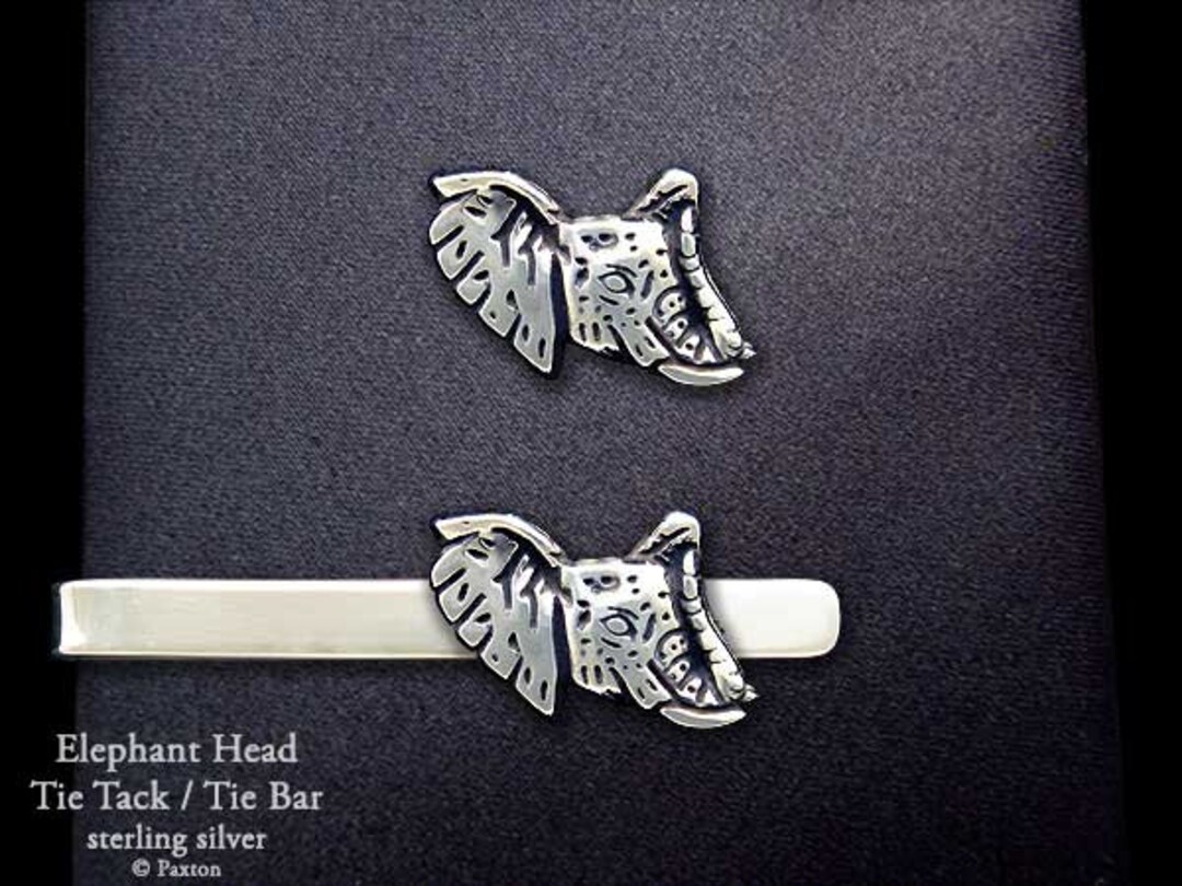 Elephant Head Tie Tack or Elephant Head Tie Bar / Tie Clip Sterling ...