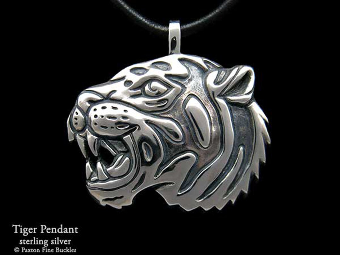 Tiger Head Pendant Necklace Sterling Silver - Etsy