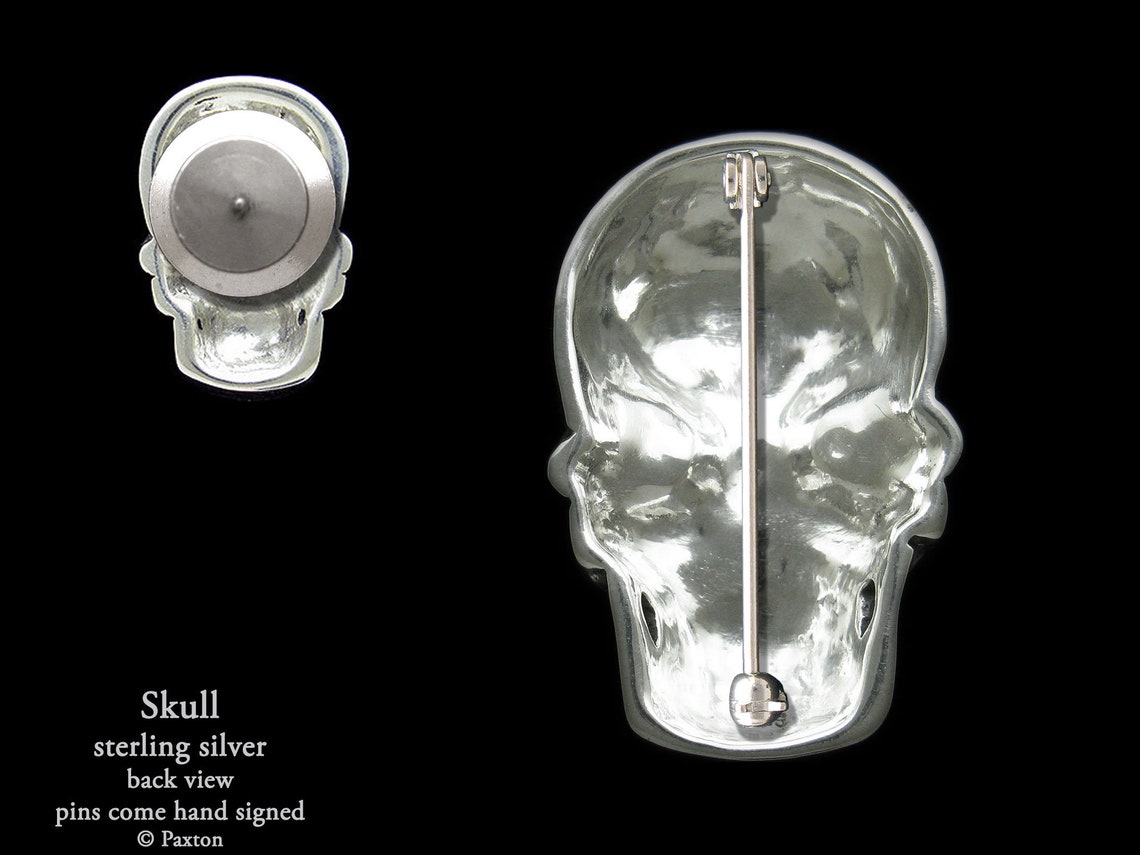 Skull Lapel Pin Skull Brooch Sterling Silver Skeleton Pin - Etsy