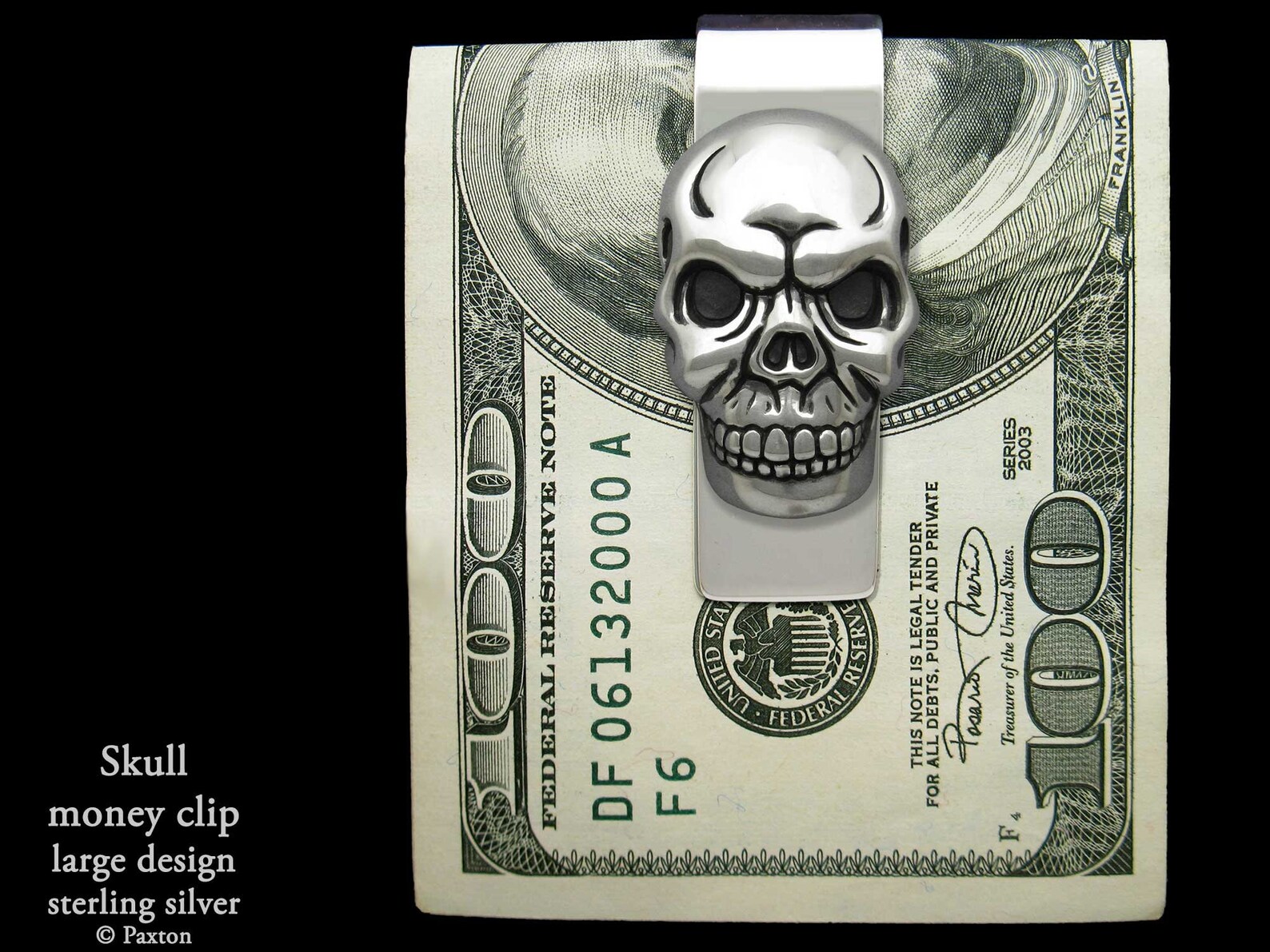 Skull Money Clip in Sterling Silver Skeleton Skull Money Clip | Etsy