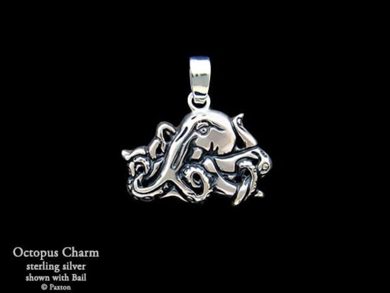 Octopus Charm / Necklace Sterling Silver | Etsy