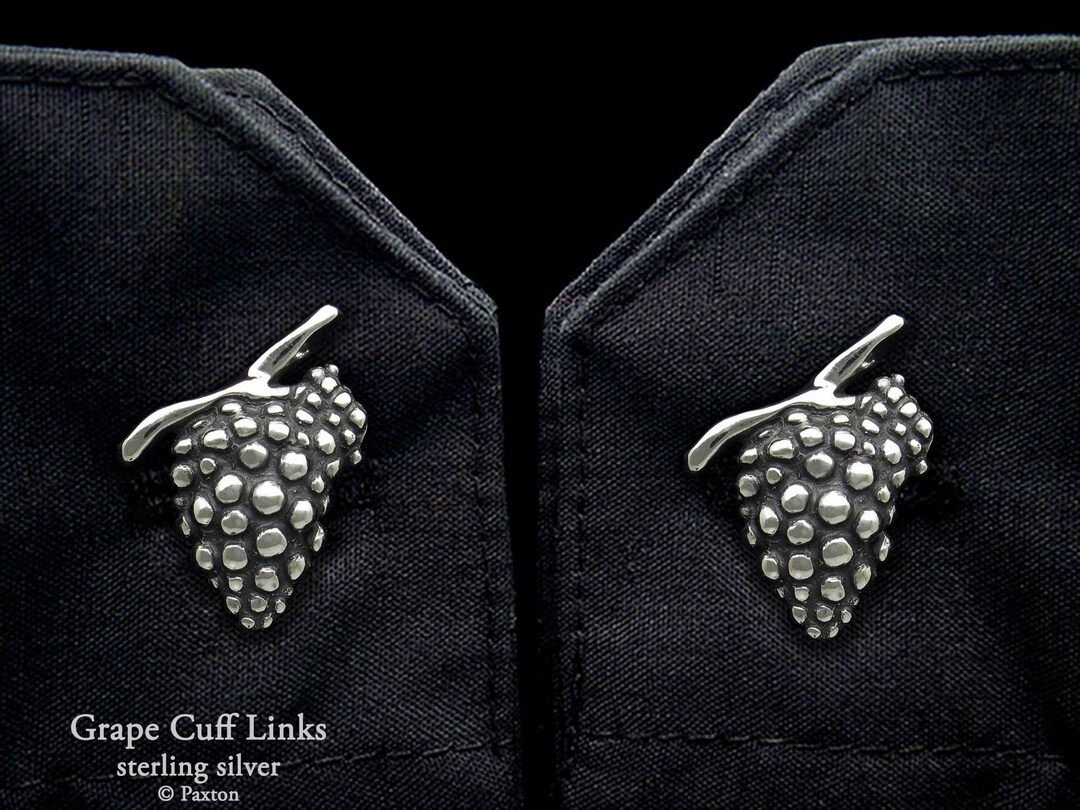 Grape Cuff Links Sterling Silver, Grapes Wine Cuff Links, Men's Wine ...