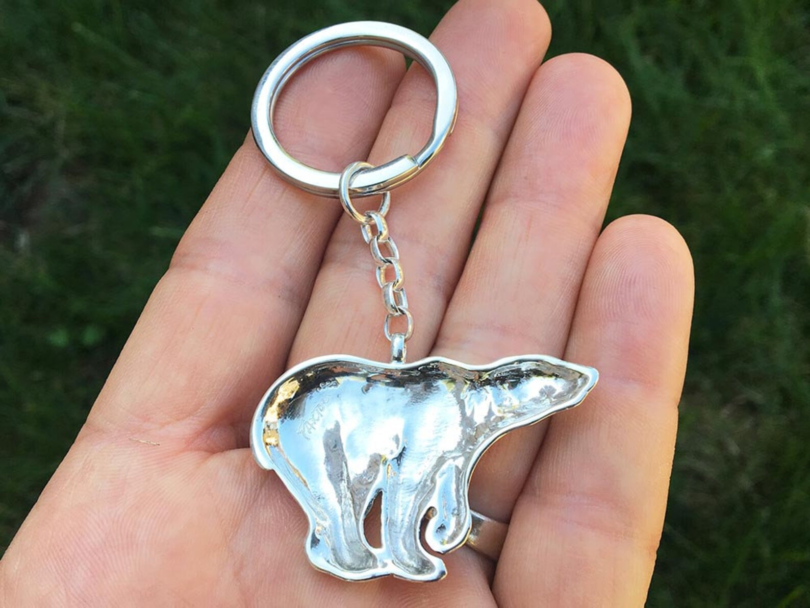 Polar Bear Keychain / Keyring All Sterling Silver or Polar Bear on ...