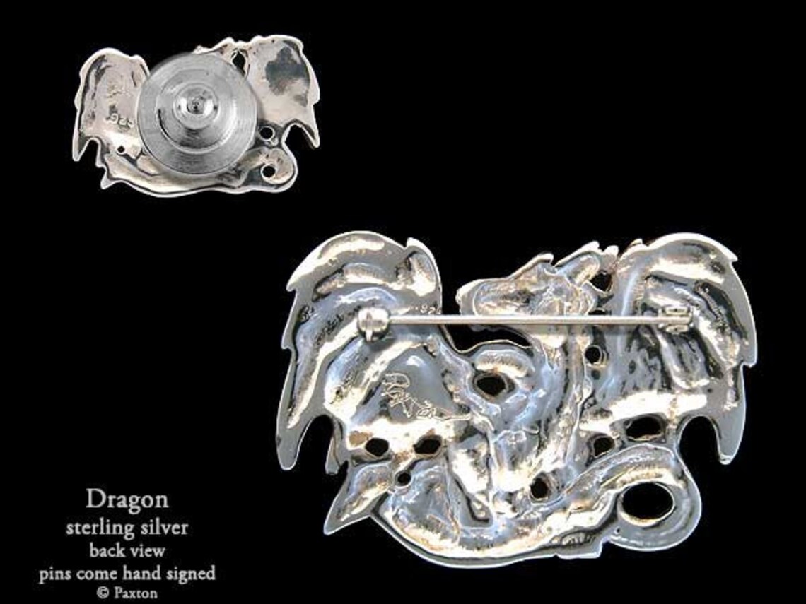 Dragon Lapel Pin or Dragon Brooch Sterling Silver | Etsy