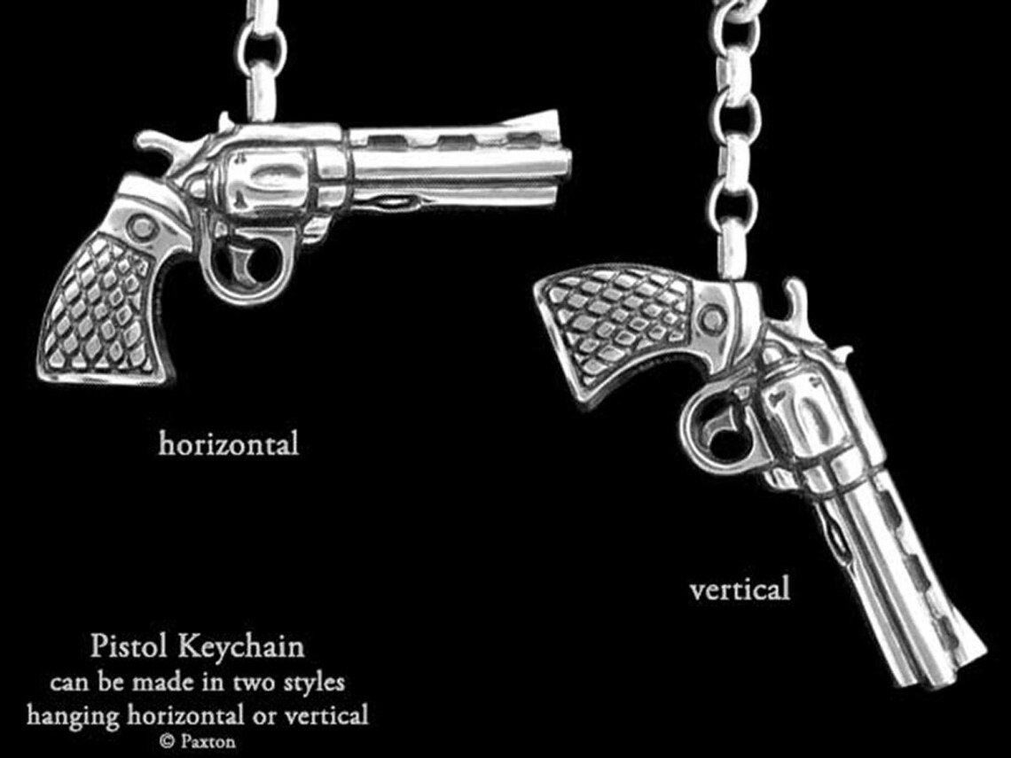 Pistol Revolver Keychain / Keyring Sterling Silver Zombie Gun - Etsy