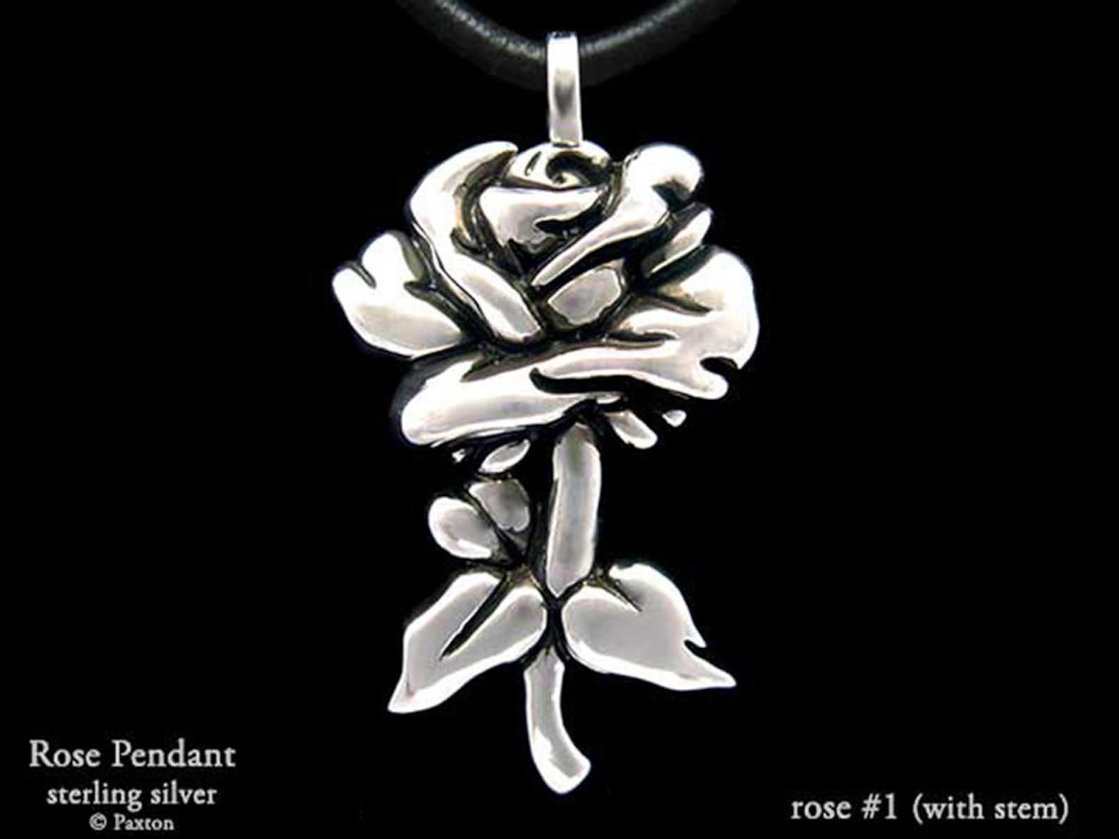 Rose Flower Pendant Necklace Sterling Silver - Etsy