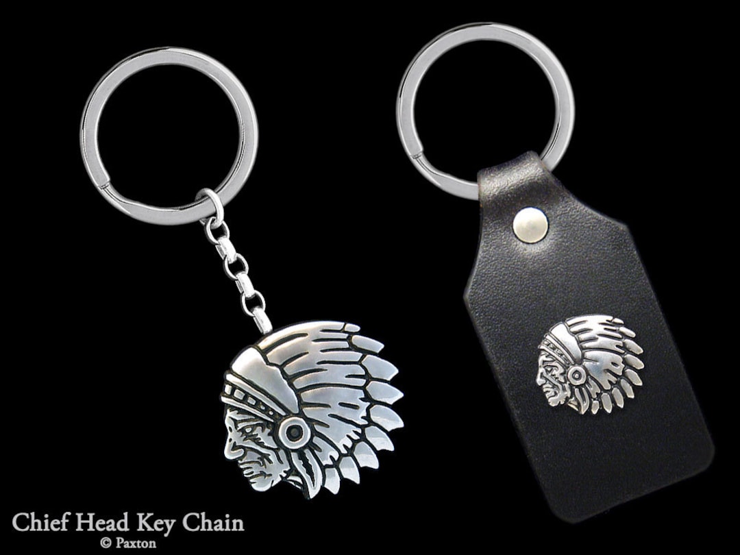 Indian Chief Head Keychain / Keyring All Sterling Silver or Chief Head ...
