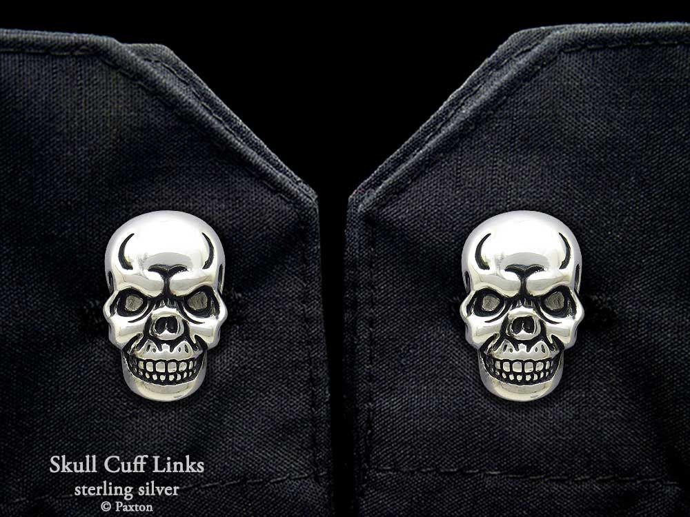 Skull Cuff Links Sterling Silver Skull Cufflinks - Etsy