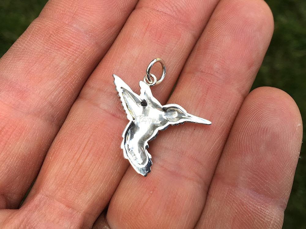 Hummingbird Charm Hummingbird Necklace in Sterling Silver Handmade - Etsy