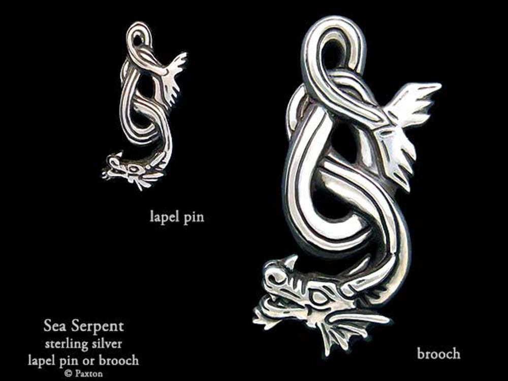 Sea Serpent Lapel Pin or Sea Serpent Brooch Sterling Silver - Etsy