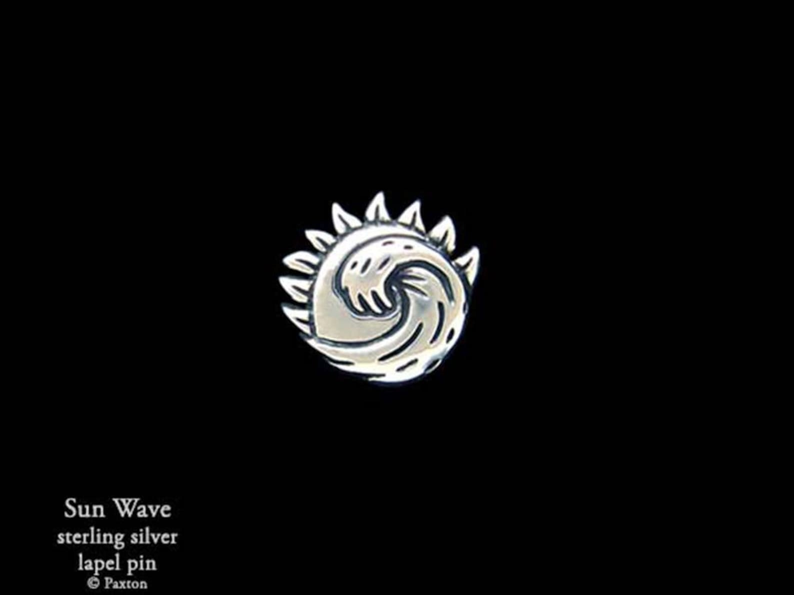 Sun Wave Lapel Pin Sterling Silver Ocean Wave Sun Pin - Etsy