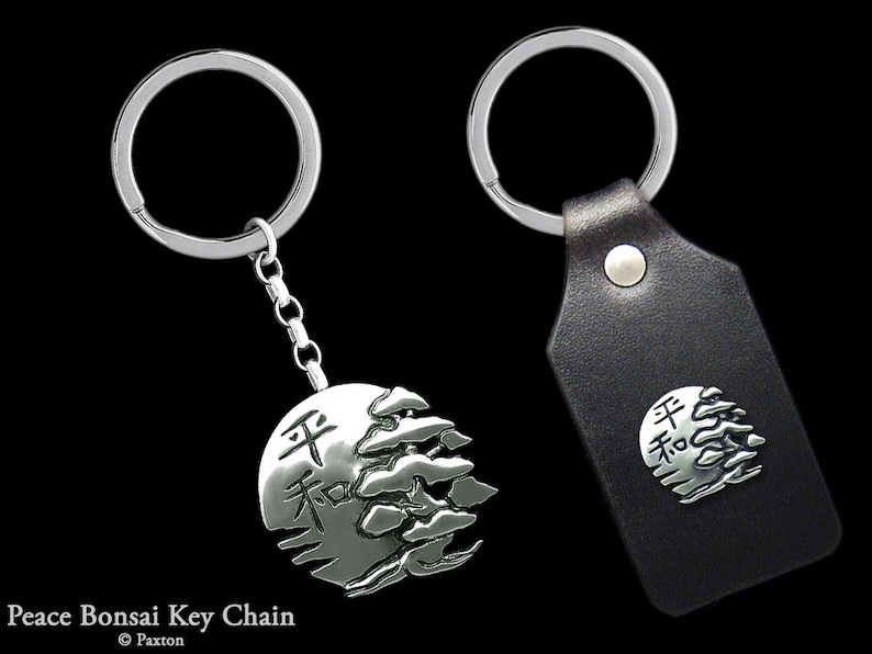 Bonsai & Sun With Peace Japanese Kanji Keychain / Keyring Sterling ...
