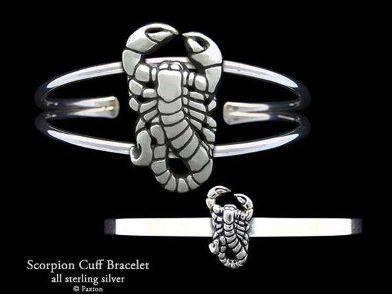 Scorpion Bracelet Sterling Silver Scorpion Scorpio Cuff - Etsy