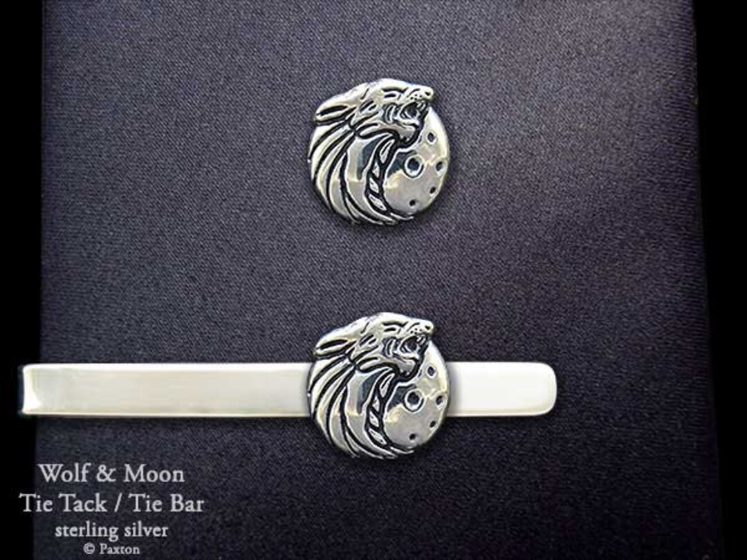 Wolf Head Tie Tack or Wolf Head Tie Bar / Tie Clip Sterling Silver Wolf ...