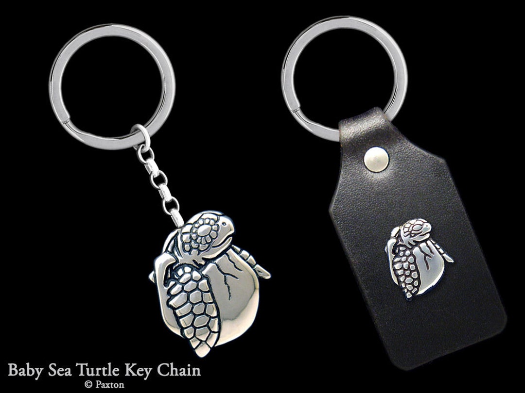 Baby Sea Turtle Keychain / Keyring All Sterling Silver or Sea Turtle ...