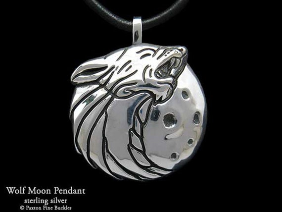 Wolf Moon Pendant Necklace Sterling Silver | Etsy