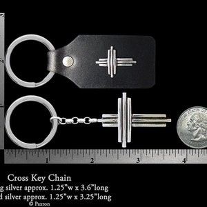 Cross Keychain / Keyring All Sterling Silver or Cross on Genuine ...