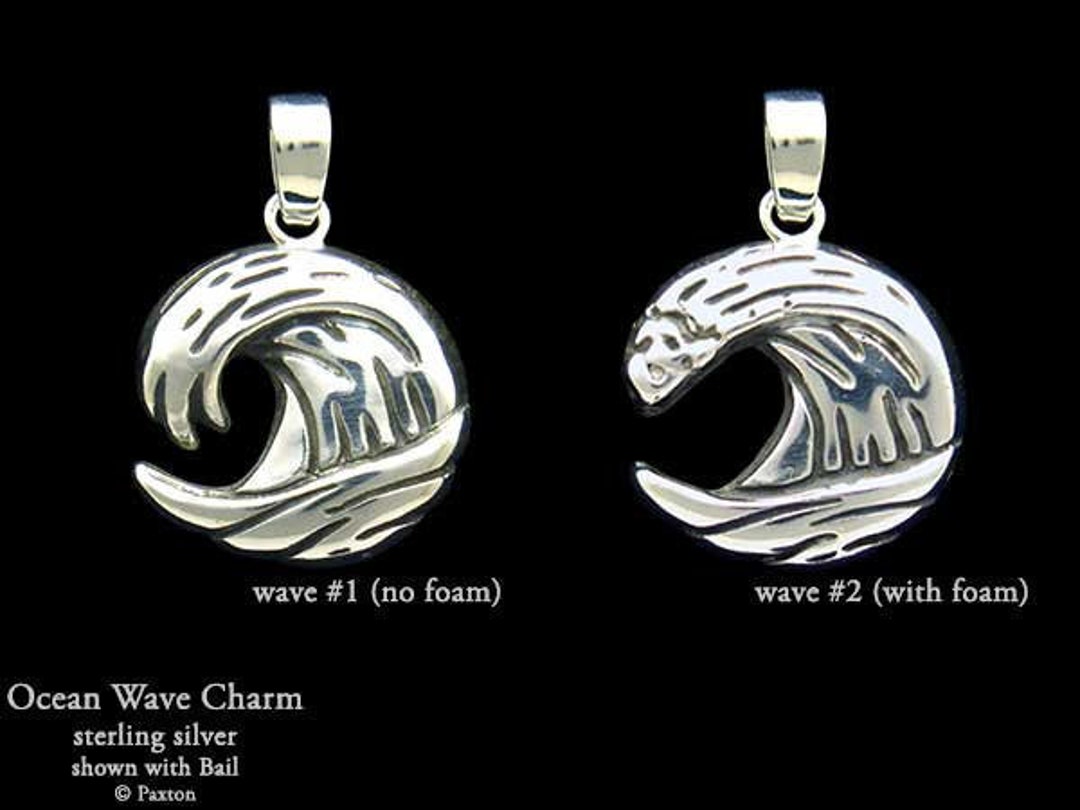 Ocean Wave Charm / Necklace Sterling Silver - Etsy
