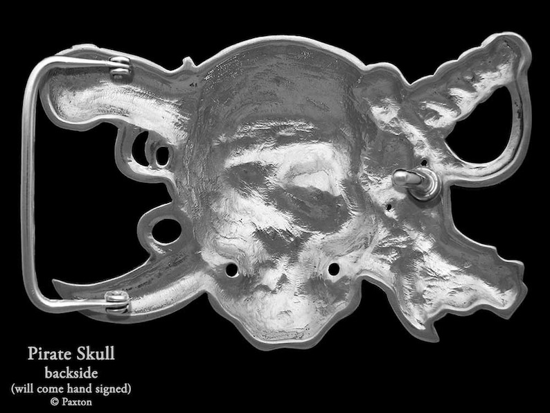 Pirate Belt Buckle Sterling Silver or Yellow Brass Pirate Skull ...