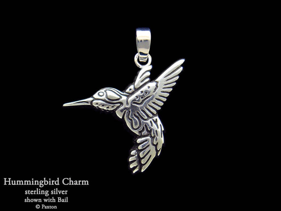 Hummingbird Charm Hummingbird Necklace in Sterling Silver Handmade - Etsy