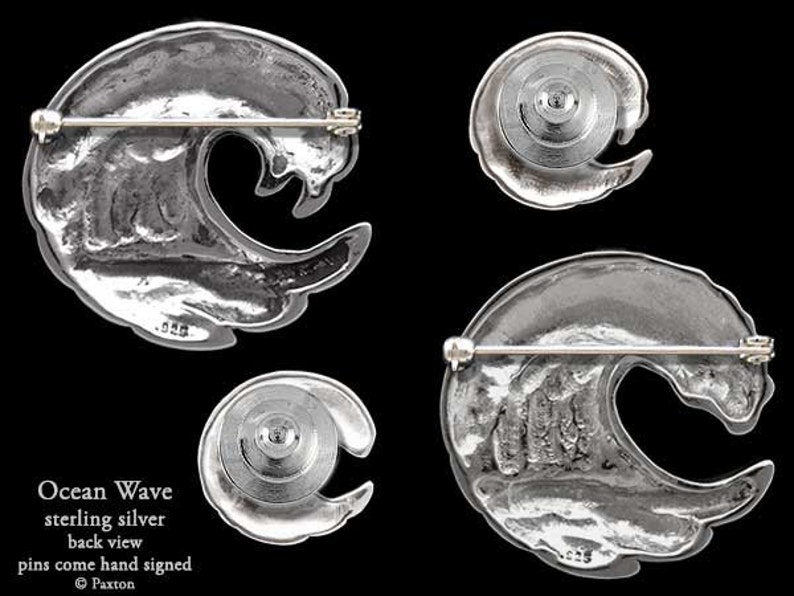 Ocean Wave Lapel Pin or Ocean Wave Brooch Sterling Silver | Etsy